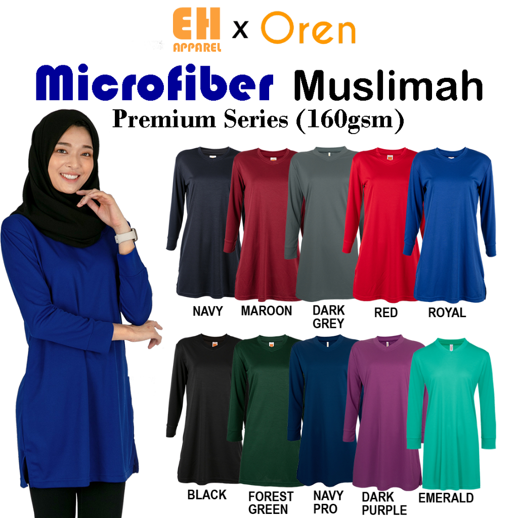 Microfiber Muslimah A SHAPE WITH V-NECK NAVY/BLACK/DARK GREY/MAROON ...
