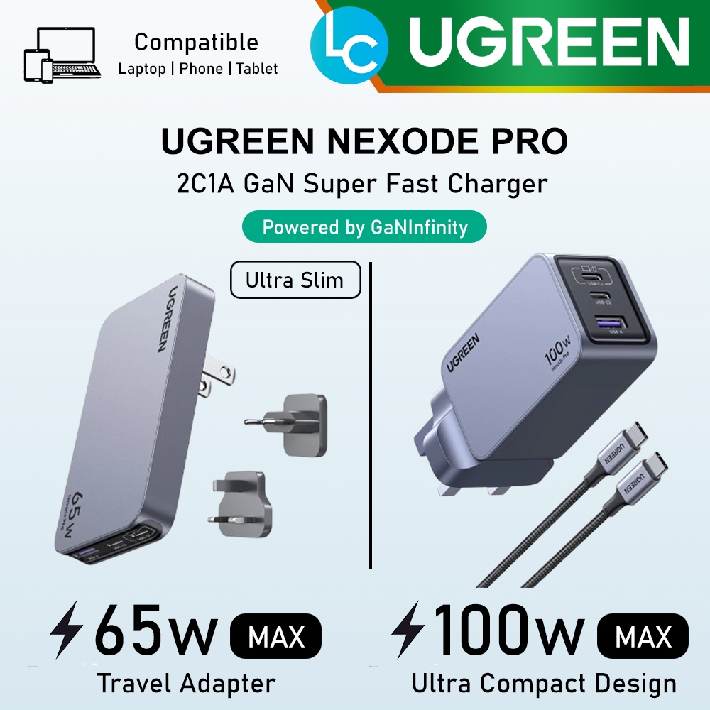 UGREEN Nexode Pro 160W / 100W / 65W USB C GaN Charger Wall Adapter Super Fast Charge 2.0 with ...