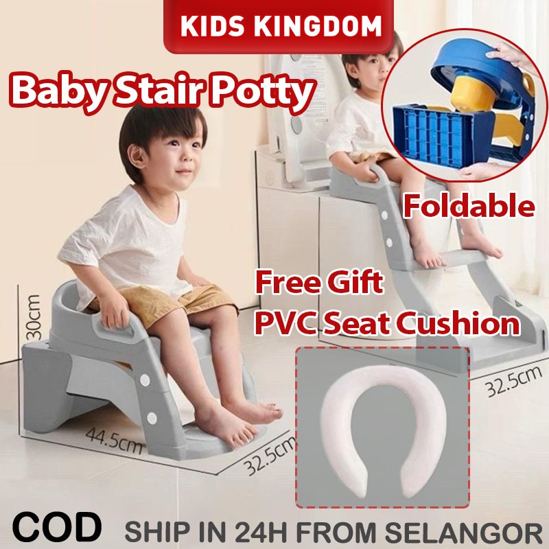 Baby Stair Potty Foldable Potty Seat Training Toilet Bowl Seat with ...