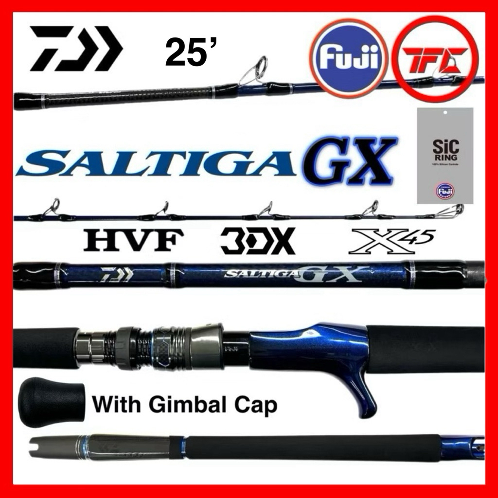 DAIWA Saltiga GX 23’ 24’ 25’ Kinkai Special Light Joran Pancing Jigging Casting Electric Rod ...