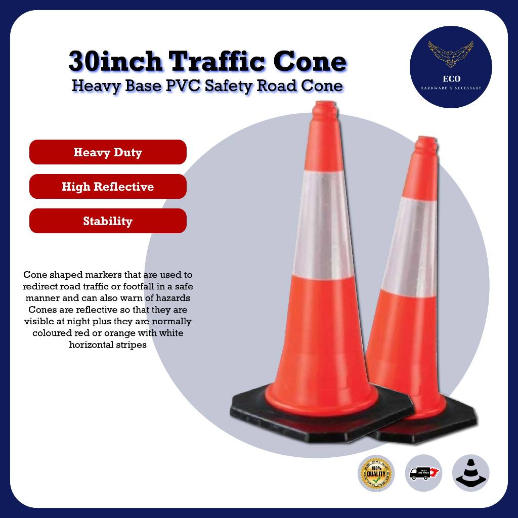 30" Traffic Cone Safety Road Cone Traffic PVC Heavy Base Safety PE ...