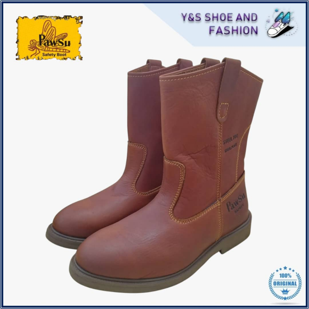 Original PAWSU High Cut Premium Leather Safety Boots P801 | Kasut ...
