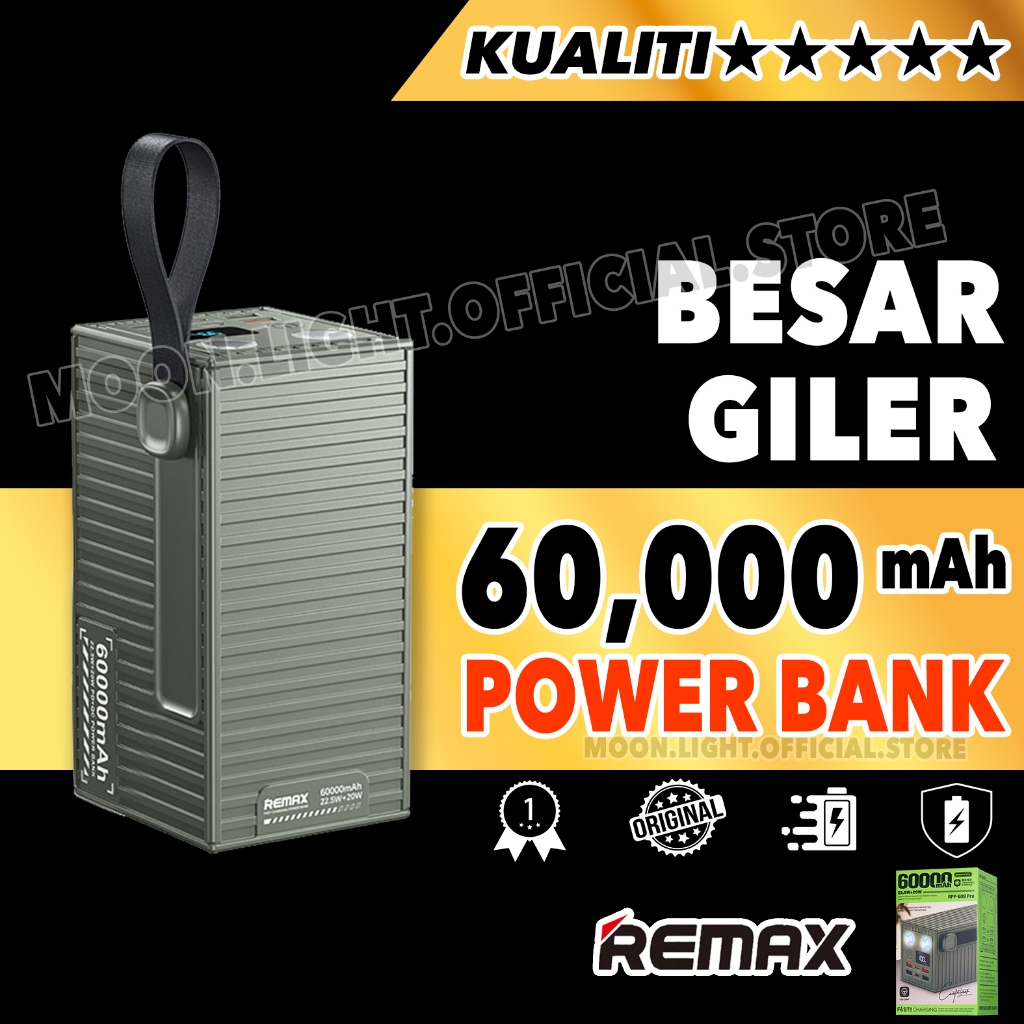 60000mAh Remax Original Power Bank Outdoor Camping 60k Fast Charging PD Quick Container RPP609 ...