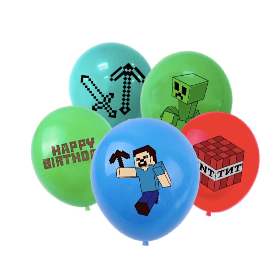 12 Inch Latex Balloon - Minecraft Theme Birthday Party Decoration Set ...