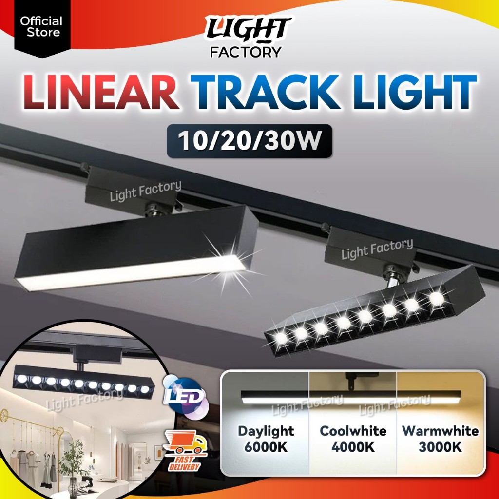 🔥NEW🔥 Adjustable Linear Track Light Led Lampu Spotlight 10W 20W 30W ...