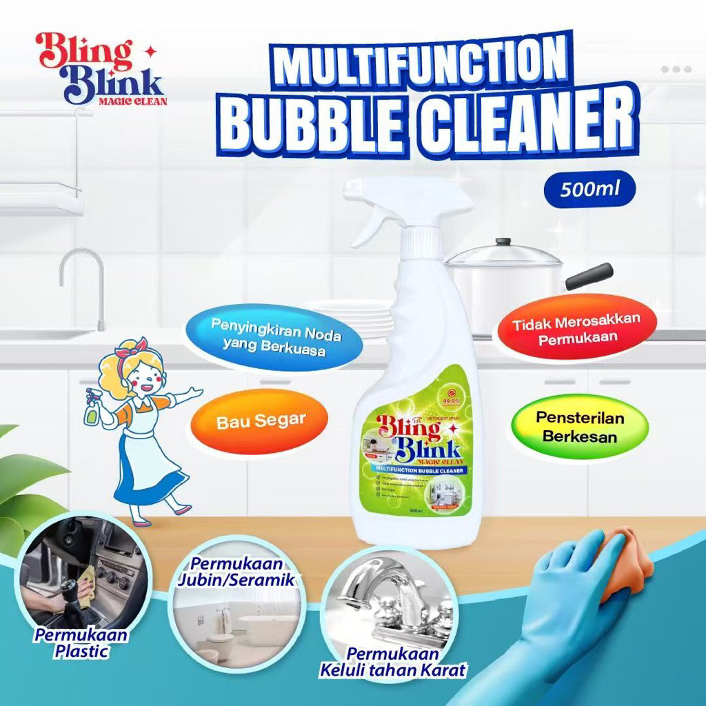 Bling Blink Pembersih Bubble Multifungsi untuk Permukaan Produk Plastik ...