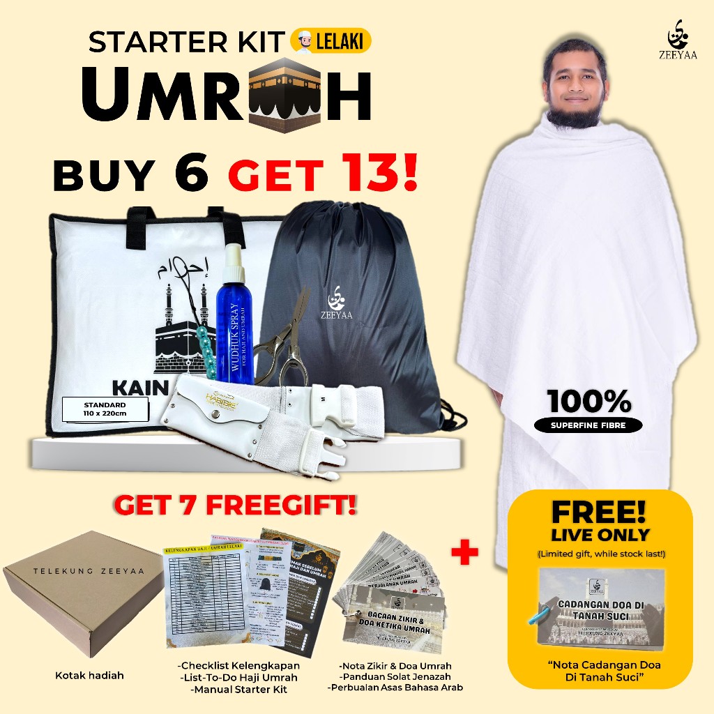 Ihram Saiz Biasa | STANDARD SIZE - Set Starter Kit Umrah Lelaki Kain ...