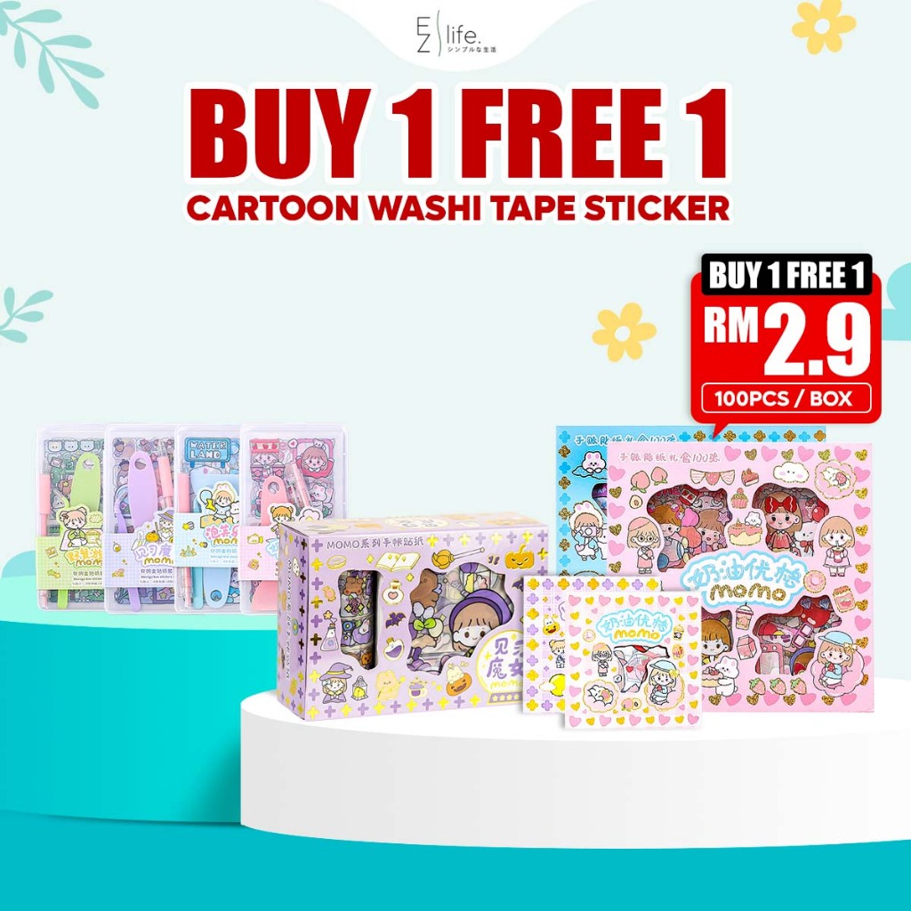 Pelekat Kartun BUY 1 FREE 1 100 Pcs/Box Cute Girl Cartoon Stickers ...