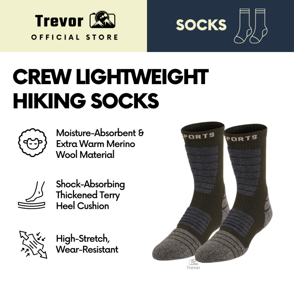 TREVOR Crew Lightweight Hiking Socks [1 Pair] – Basketball Football ...