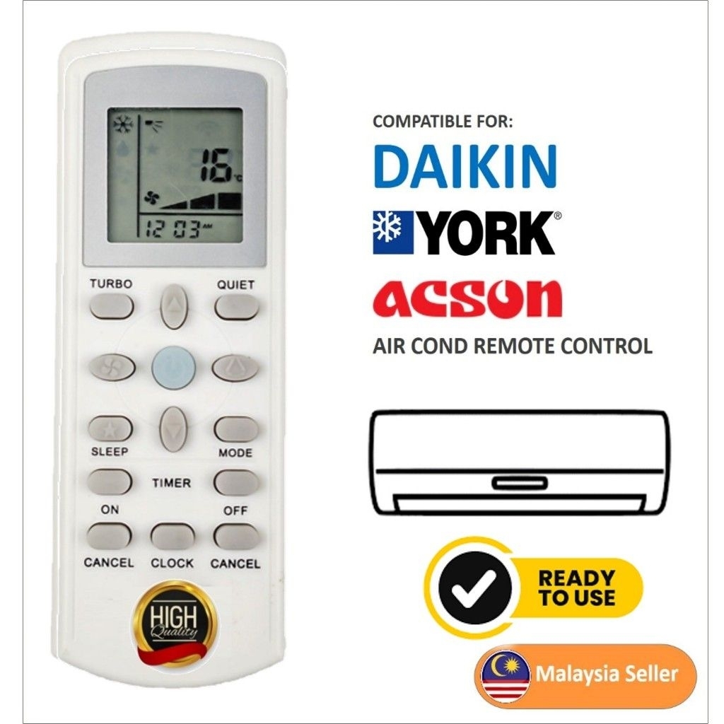 Daikin / York / Acson Replacement Air Conditioner Remote Control ...