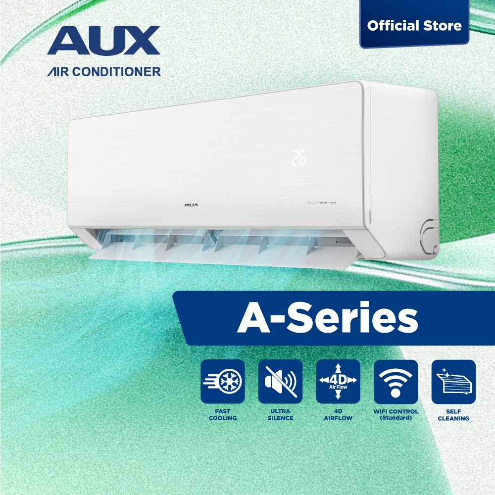 AUX A-Series Inverter R32 Golden Fin Auto Clean 4 Star Energy Saving ...