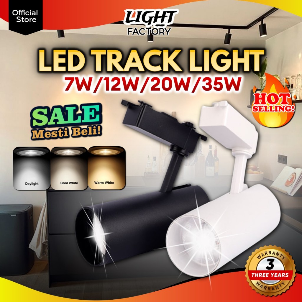 💥3 YEARS WARRANTY💥 Lampu Trek Light 7W 12W 20W 35W LED Track Light ...