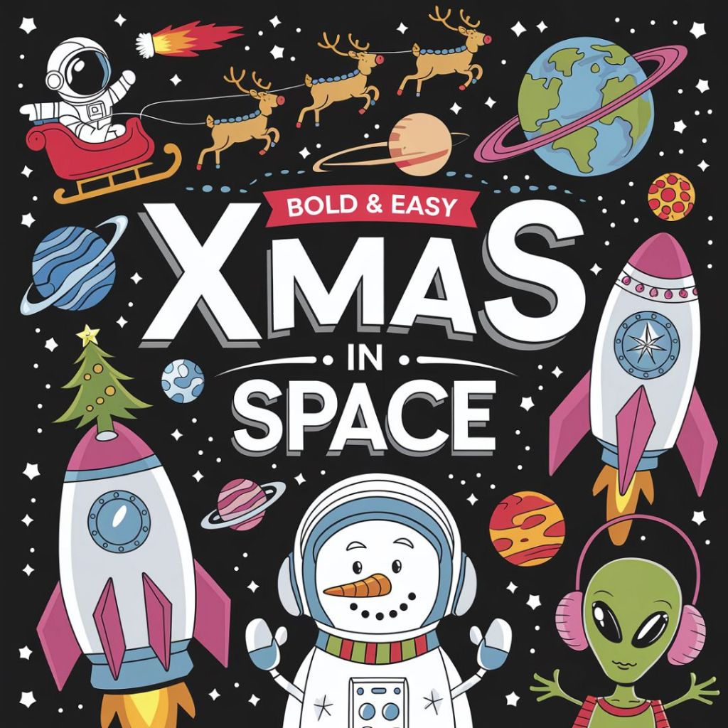 B088 Bold & Easy Xmas in Space Coloring Book Printable PDF Digital ...
