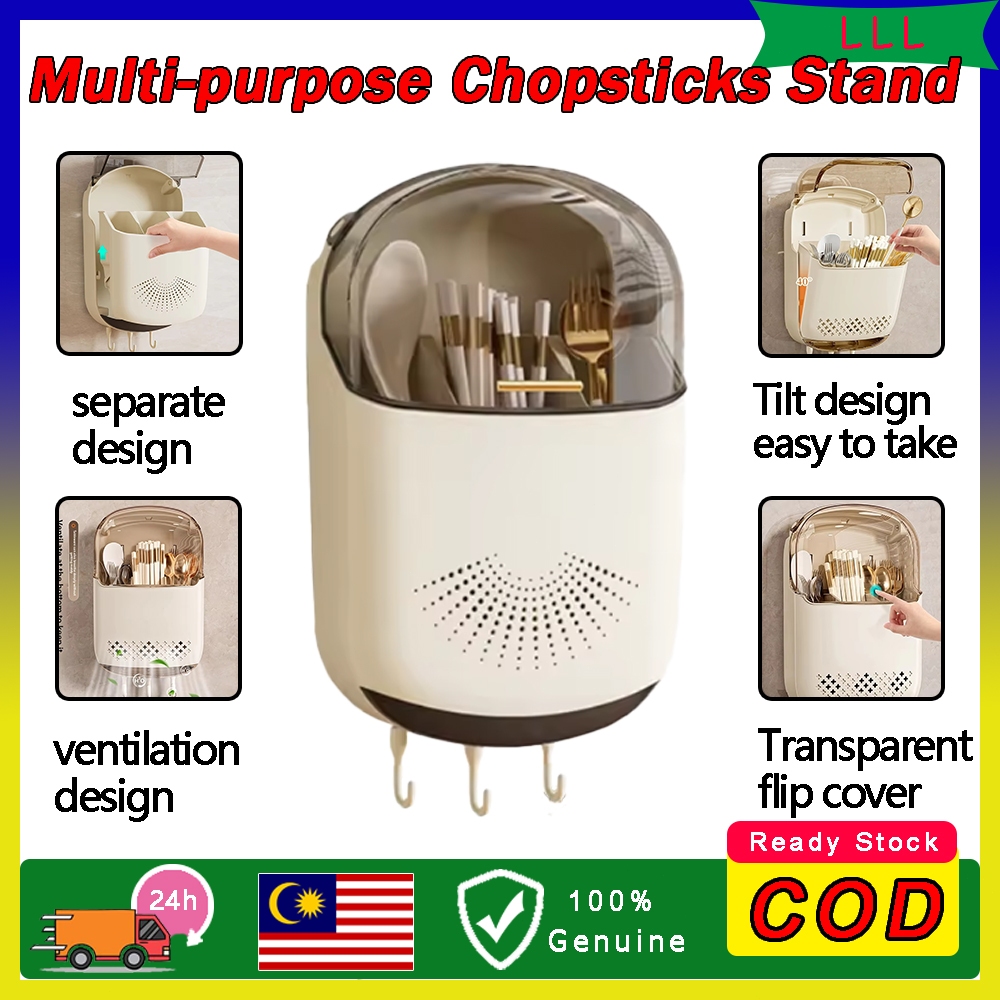 Wall Mounted Cutlery Storage Box Chopsticks Cage Spoon Fork Kitchen ...