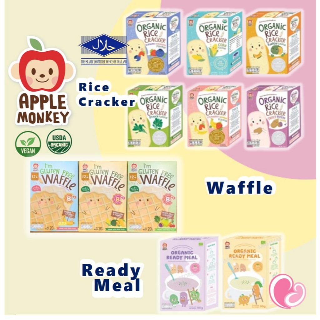 Apple Monkey Organic Baby Rice Cracker/ Waffle / Ready Meal Porridge ...