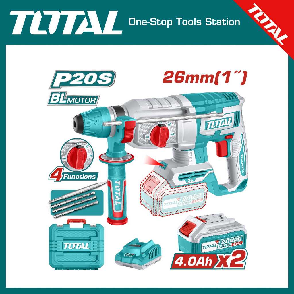 TOTAL Cordless rotary hammer TRHLI202682 | Shopee Malaysia