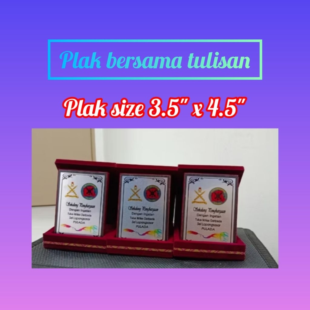 Piala/trophy/plag/plak/hadiah/saguhati bersama tulisan 3.5" x 4.5 ...