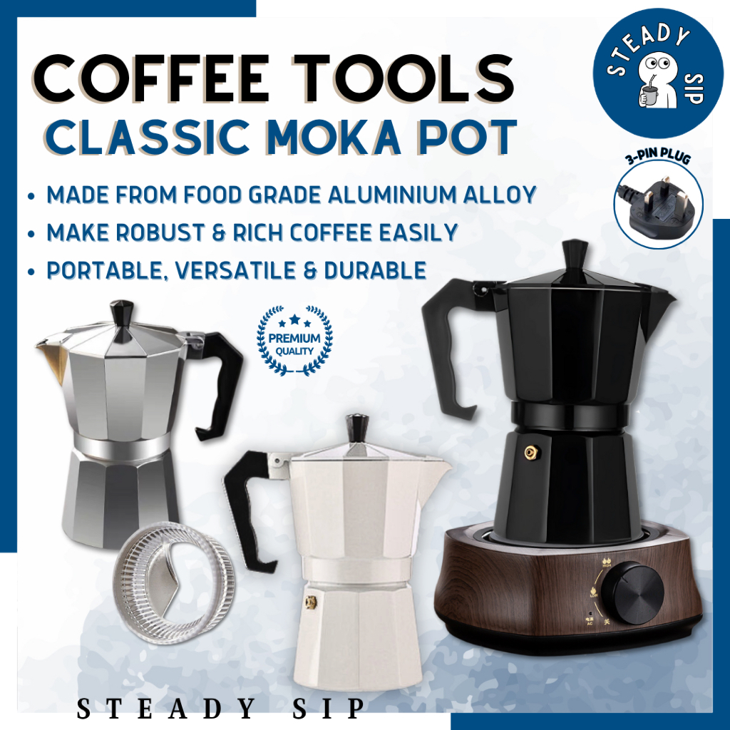 STEADYSIP Moka Pot Set Coffee Maker Coffee Pot Kettle 摩卡壶 mokapot stove ...