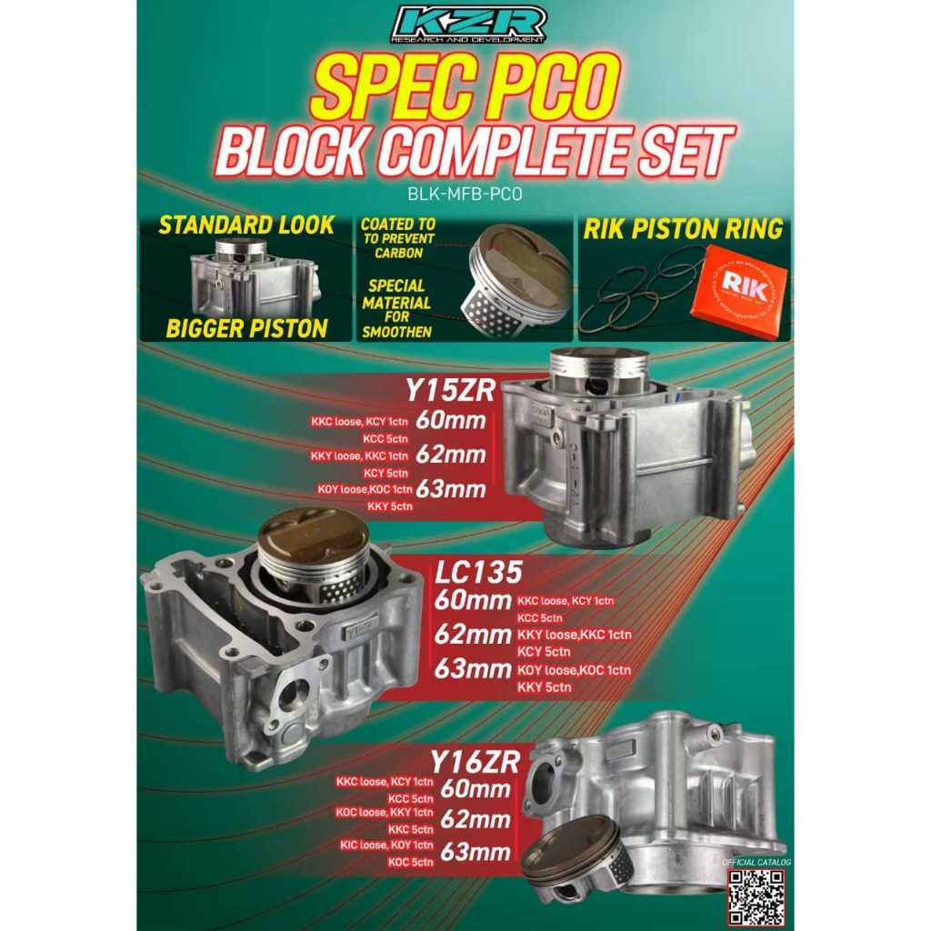 BLOK PCO 135LC Y15ZR Y15 RS150 RS RSX 62MM 63MM KZR KOZI BLOK ALOI ...