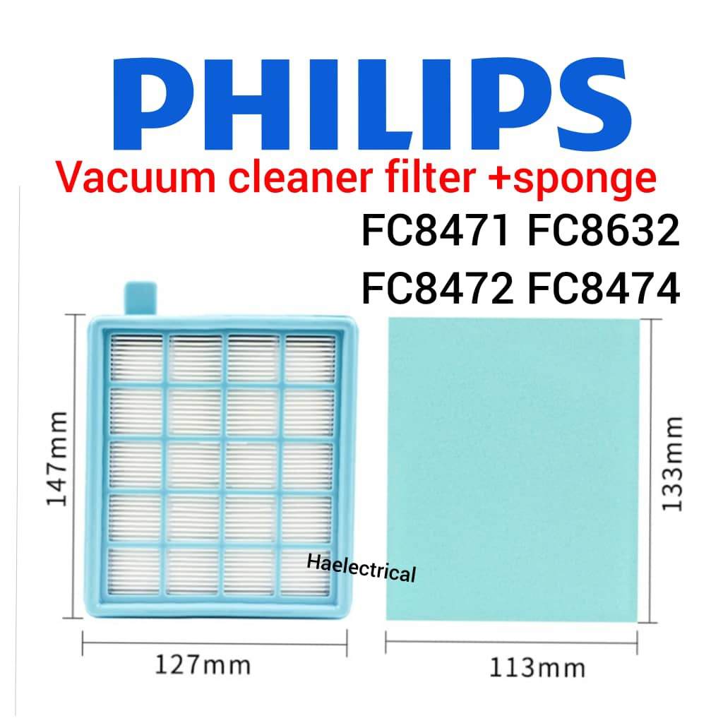Philips Vacuum Cleaner Filter With Sponge FC8471 FC8472 FC8632 FC8633 ...