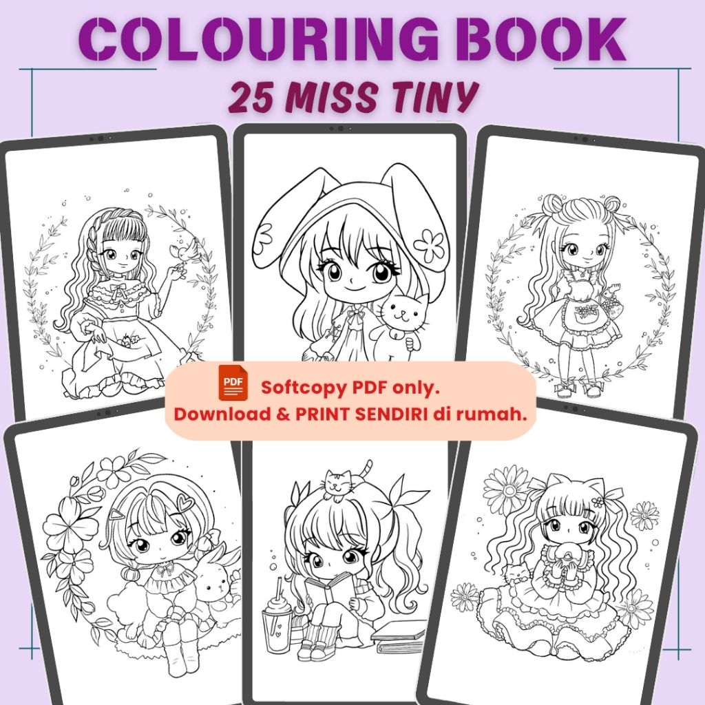 [PDF] 25 Pictures MISS TINY - Printable Colouring Book For Kids Adults ...