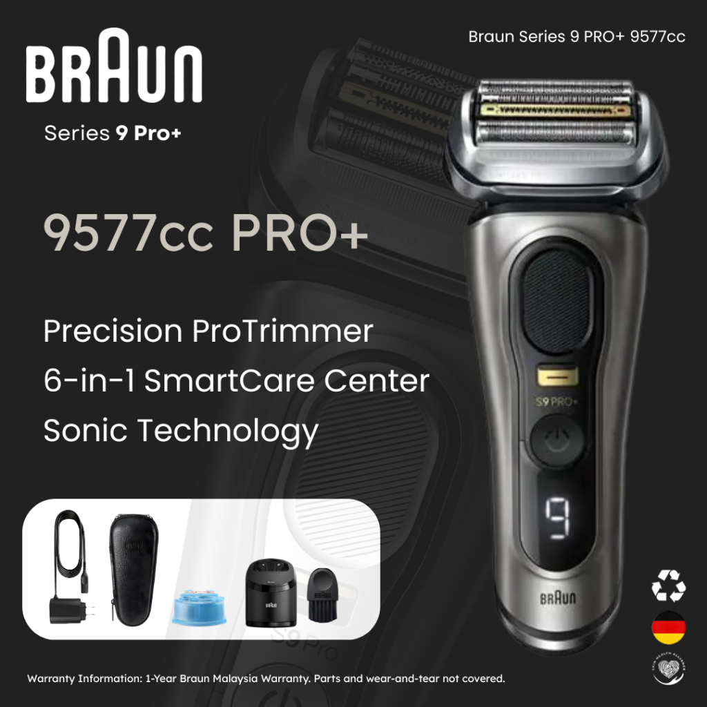 [𝟏 𝐘𝐞𝐚𝐫 𝐖𝐚𝐫𝐫𝐚𝐧𝐭𝐲] Braun Series 9 Pro+ 9577cc Electric shaver with 6-in ...