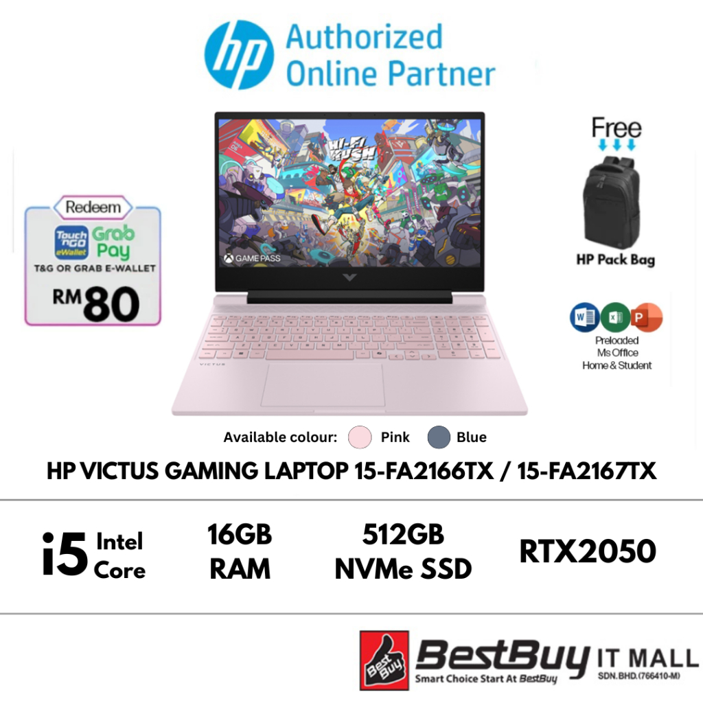 HP VICTUS GAMING LAPTOP 15-fa2166TX / 15-fa2167TX - PINK / BLUE (i5 ...
