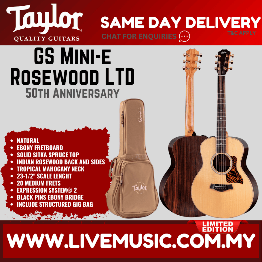 Taylor 50th Anniversary GS Mini-e Rosewood LTD Acoustic Guitar w/Bag, Natural | Shopee Malaysia