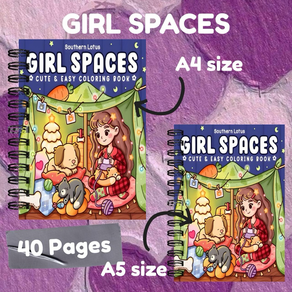 Girl Space Coloring book loose paper a cute and cozy coloring book 40 ...