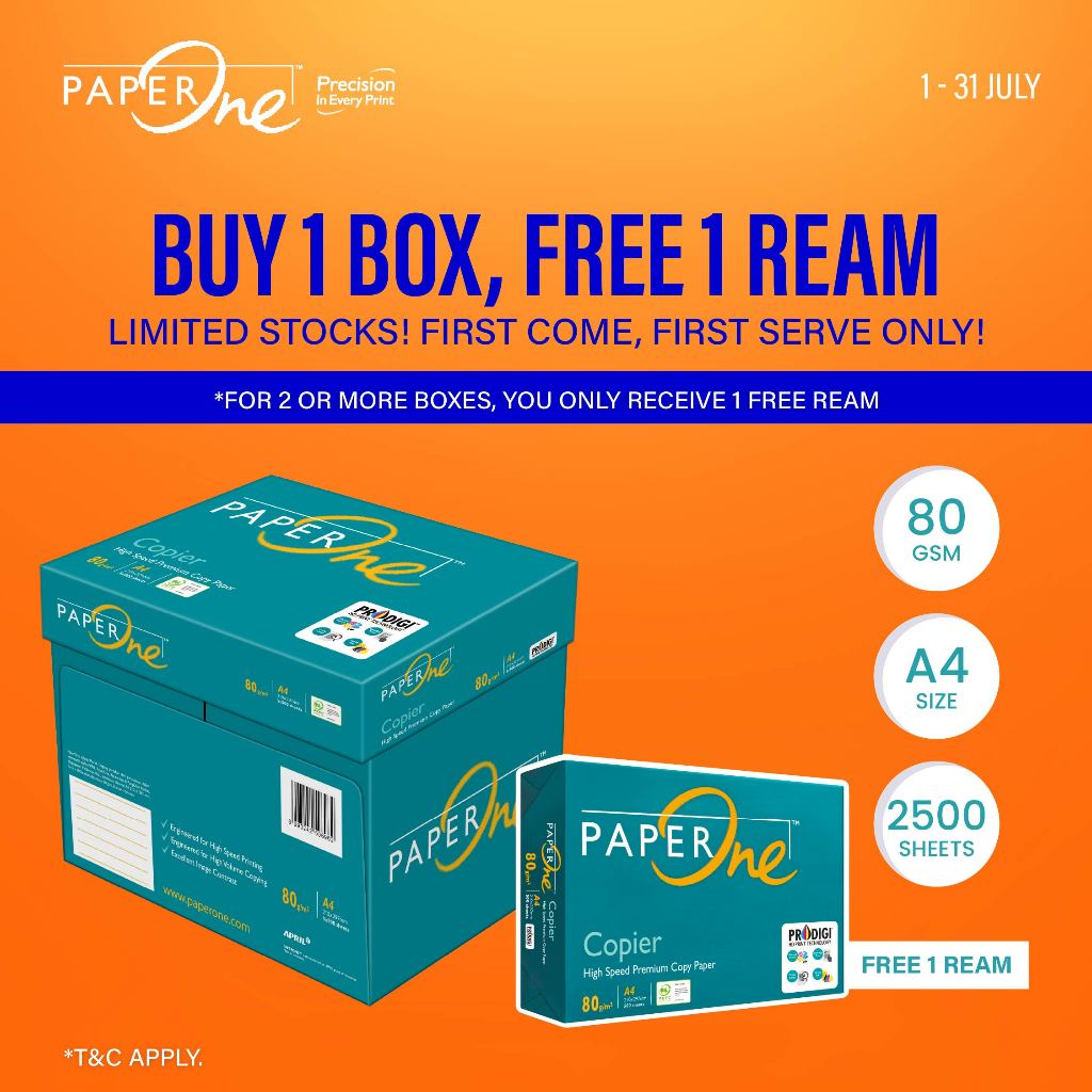 PaperOne A4 Copier Paper 80gsm 2500 Sheets (5 Reams) | Shopee Malaysia