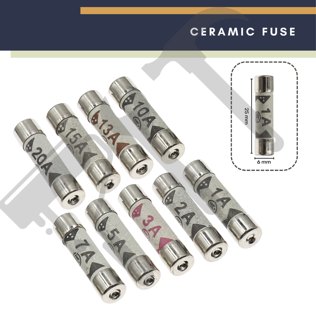 Bussmann 6mm x 25mm Ceramic Fuse 250V 1A 2A 3A 4A 5A 6A 8A 10A 13A 15A ...
