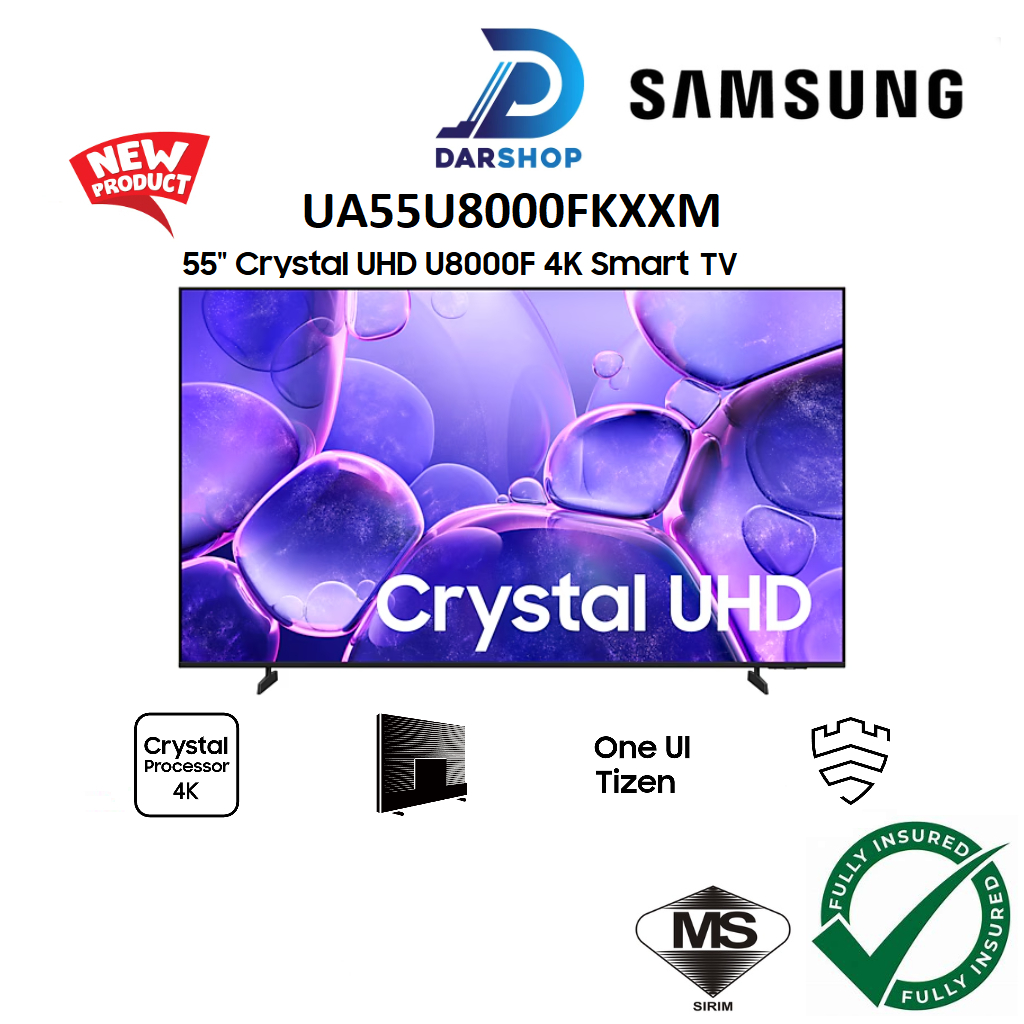 2025 Samsung Smart TV 55 Inch 4K Crystal UHD U8000F 55" Smart TV Murah Television 电视机 電視機 ...