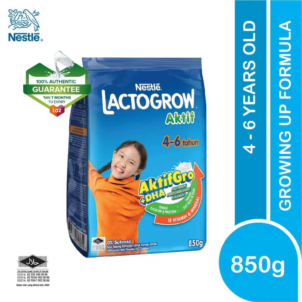 Lactogrow Aktif 4-6 years (850g) kids milk powder ( susu tepung kanak ...