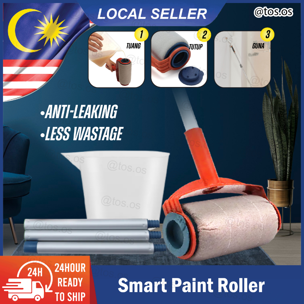 5 IN 1 DIY Refillable Paint Roller Set Tool Non Drip Magic Paint Roller ...