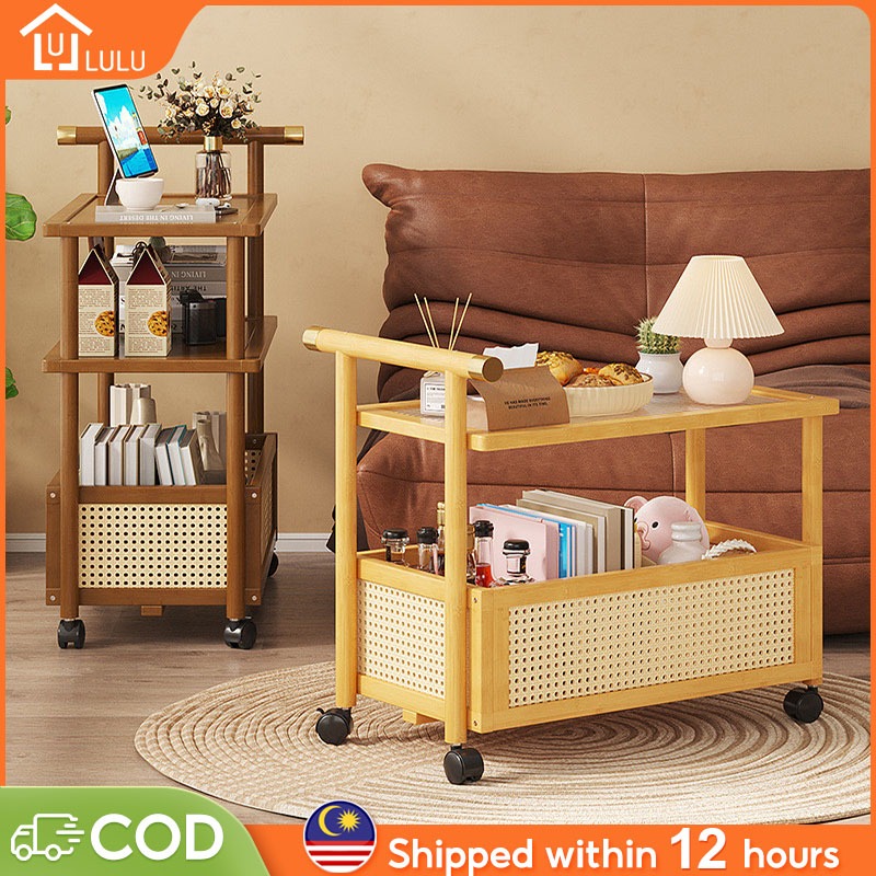 LULU Storage Rack Kitchen Rack With Wheel Bamboo Moving Rack Storage ...