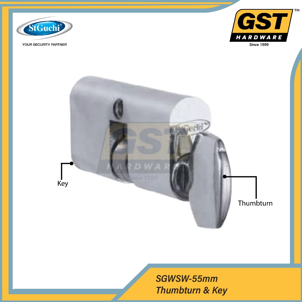St Guchi SGWSW-55MM Dead Lock Cylinder - Thumbturn And Key | St Guchi ...