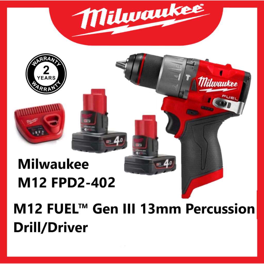 Milwaukee M12 Fuel FPD2 PERCUSSION DRILL DRIVER Battery Drill Cordless ...