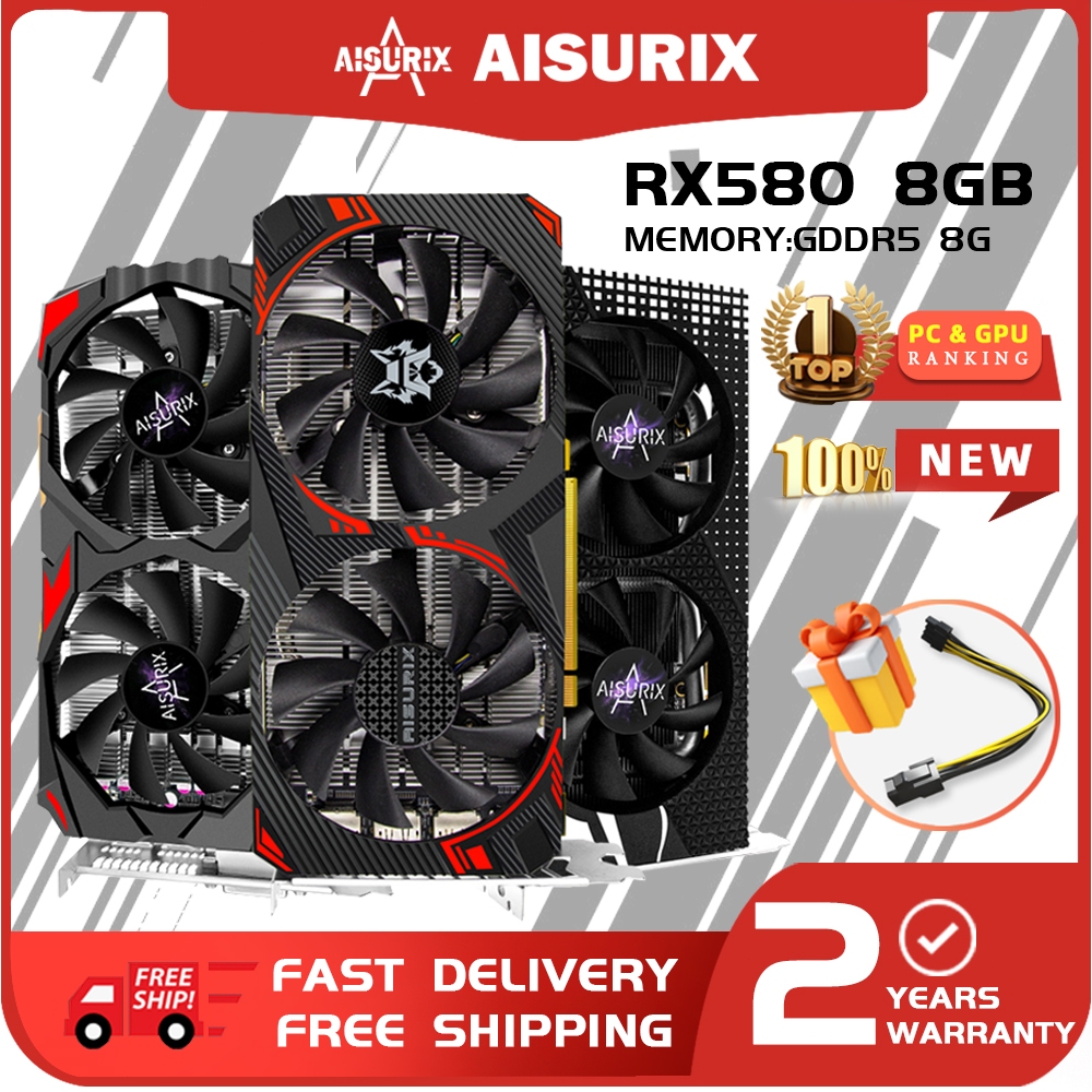 AISURIX RX 580 8GB Graphics Card RX580 AMD GPU Computer Video Card ...
