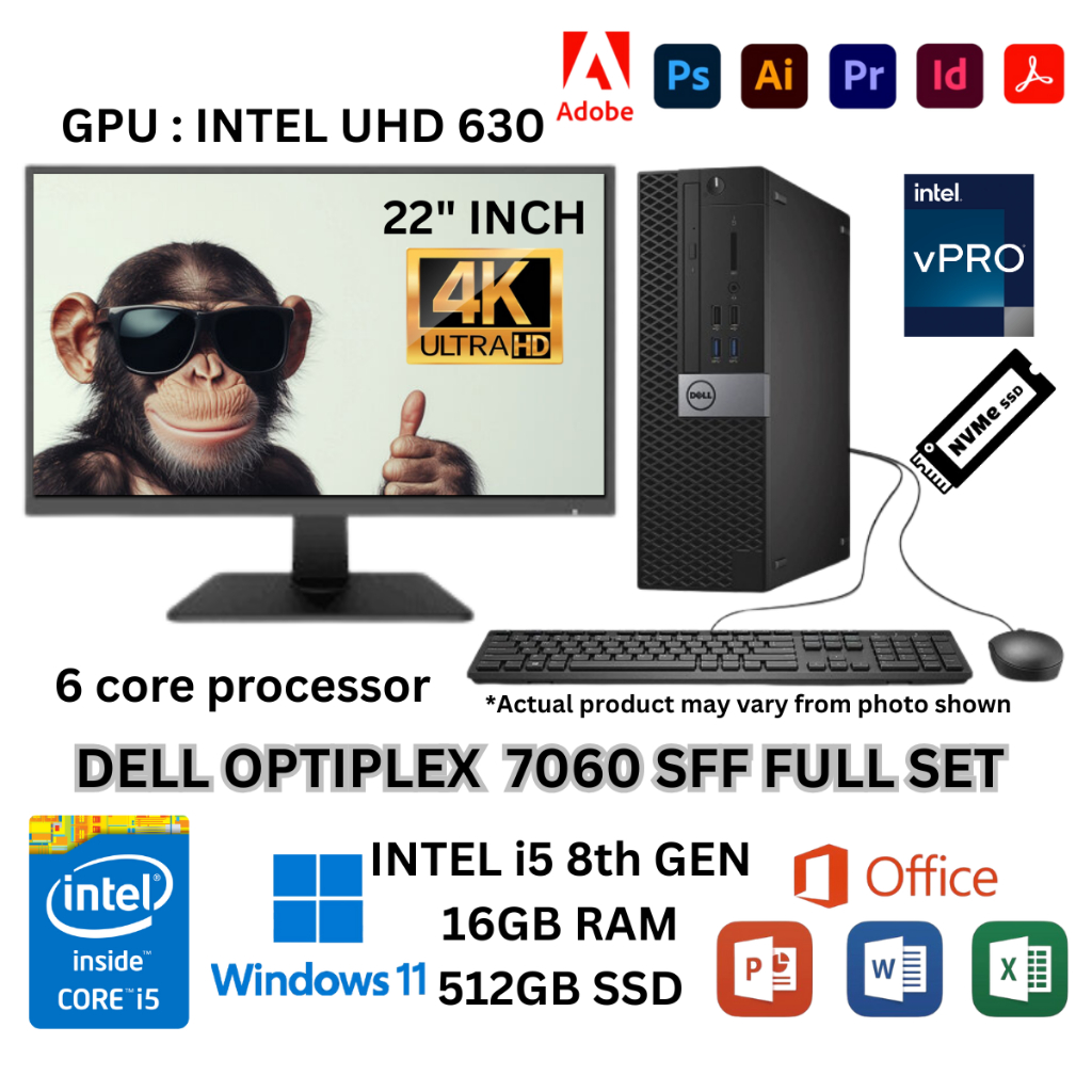 Dell Optiplex 7060/5060/3060 SFF - Intel i5-8th Gen 6-core - 16GB RAM ...