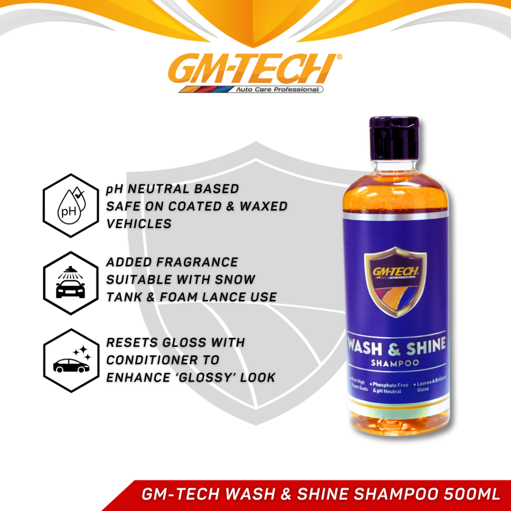 GM-TECH Wash & Shine Car Shampoo 500ML | PH Neutral, Scratch-Free ...