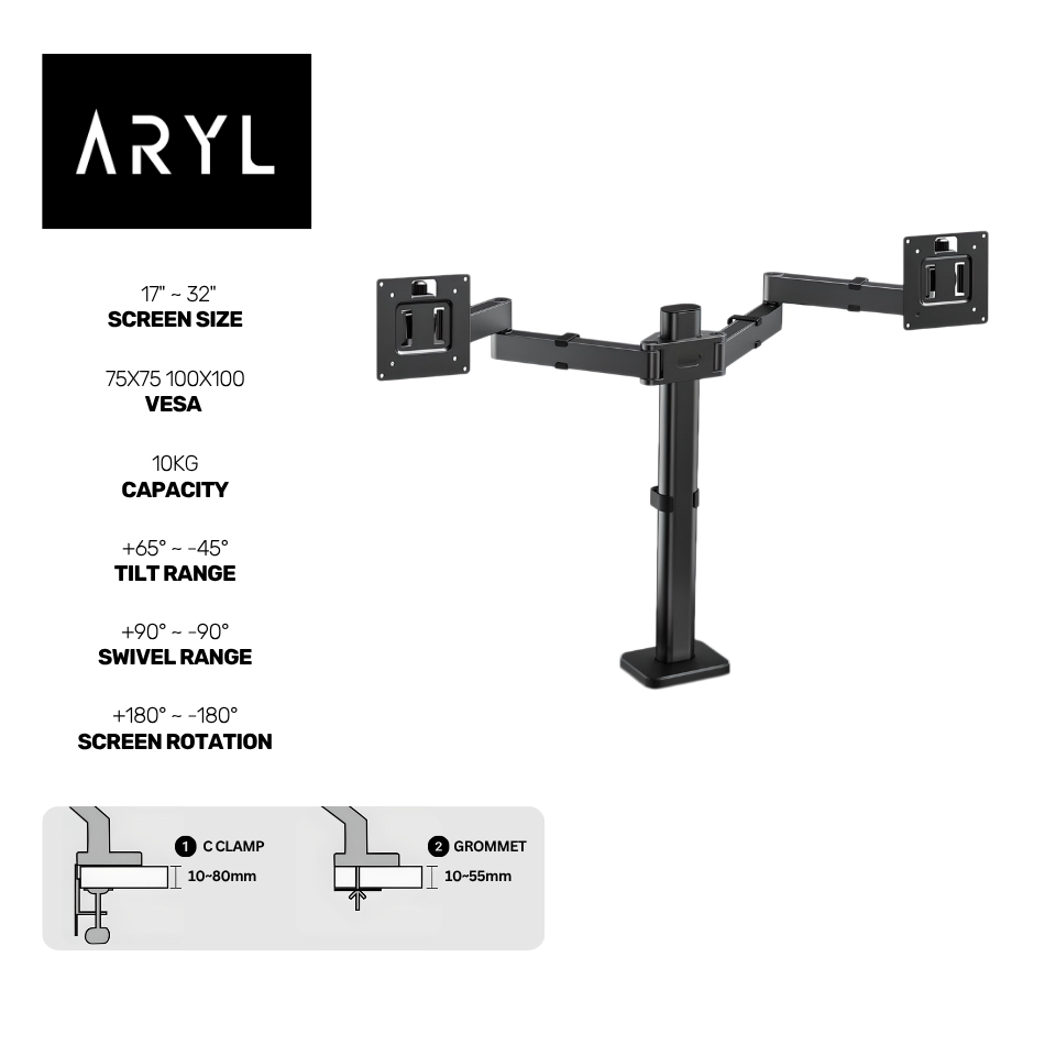 the Aryl™ Dual Aluminum Articulating Monitor Mount | Shopee Malaysia