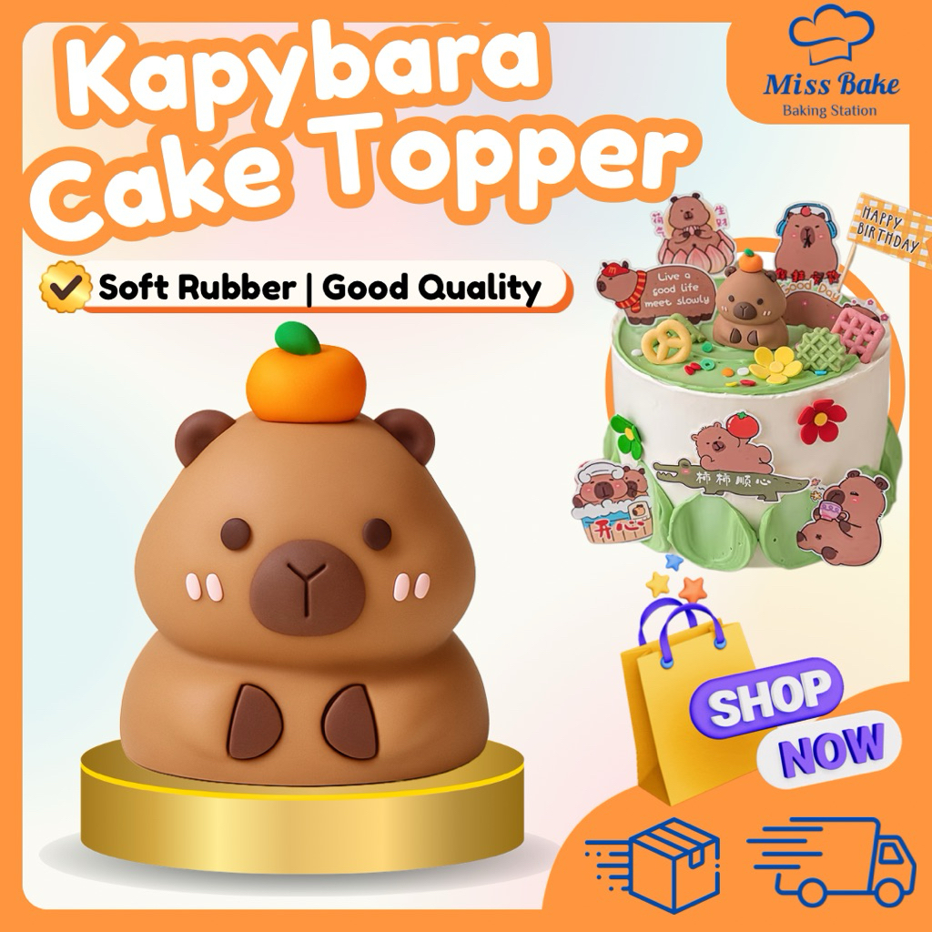 MISS BAKE Hiasan Kek Cute Brown Cartoon Animal Capybara Theme Cake ...