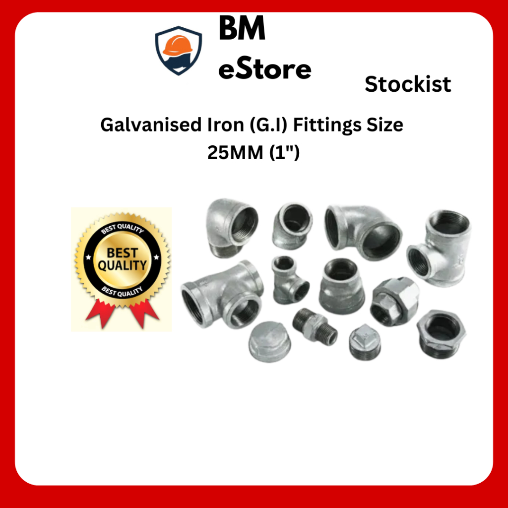 1" (25MM) GALVANIZED IRON ( G.I ) FITTINGS ELBOW, NIPPLE, SOCKET, VALVE ...