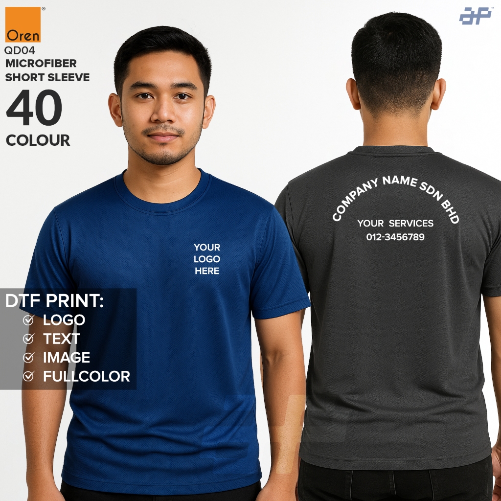 QD04 Cetak Baju Microfiber Jersi Logo/ Gambar Sendiri Tempah Khas Oren ...