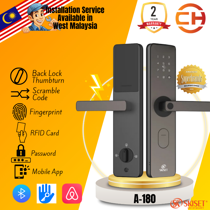 SKISET A-180 Digital Door Lock Smart Lock (Wooden Door / Fire Rated ...