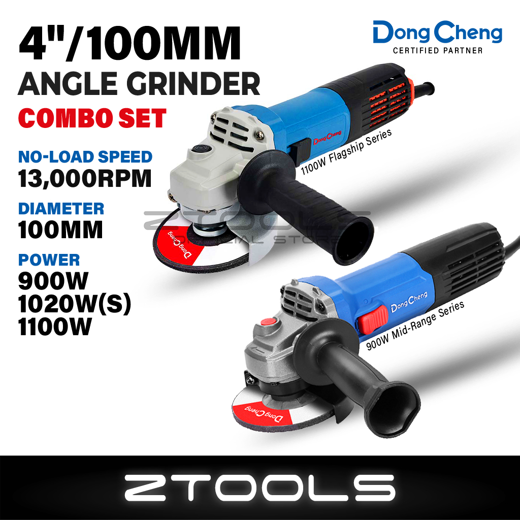 (Combo) DongCheng Angle Grinder 4" Mesin Canai Potong Besi Grander ...