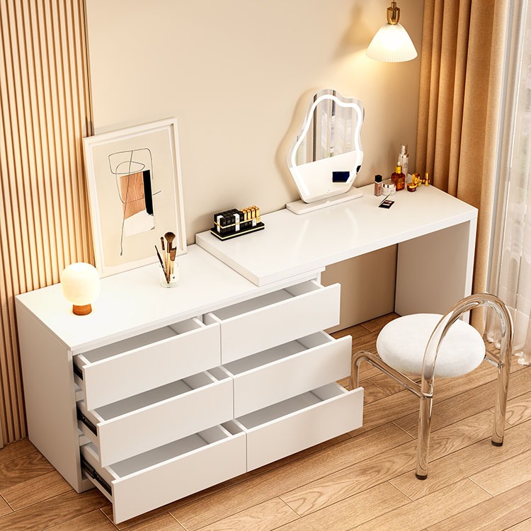 SEVENWOOD Meja Makeup Meja Solek Dressing Table With Cabinet L Shape ...