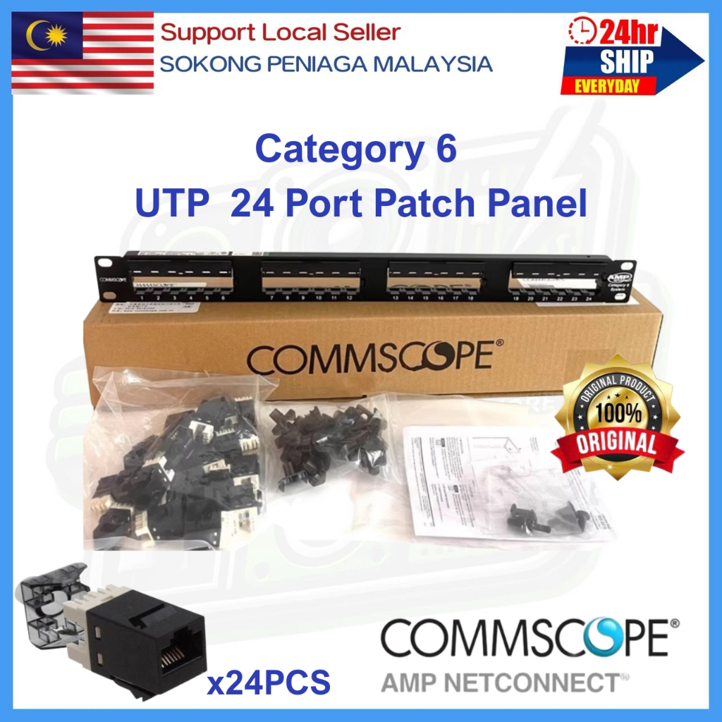 Commscope UTP CAT6 Patch Panel 24 Ports with Keystone Modular Jack ...
