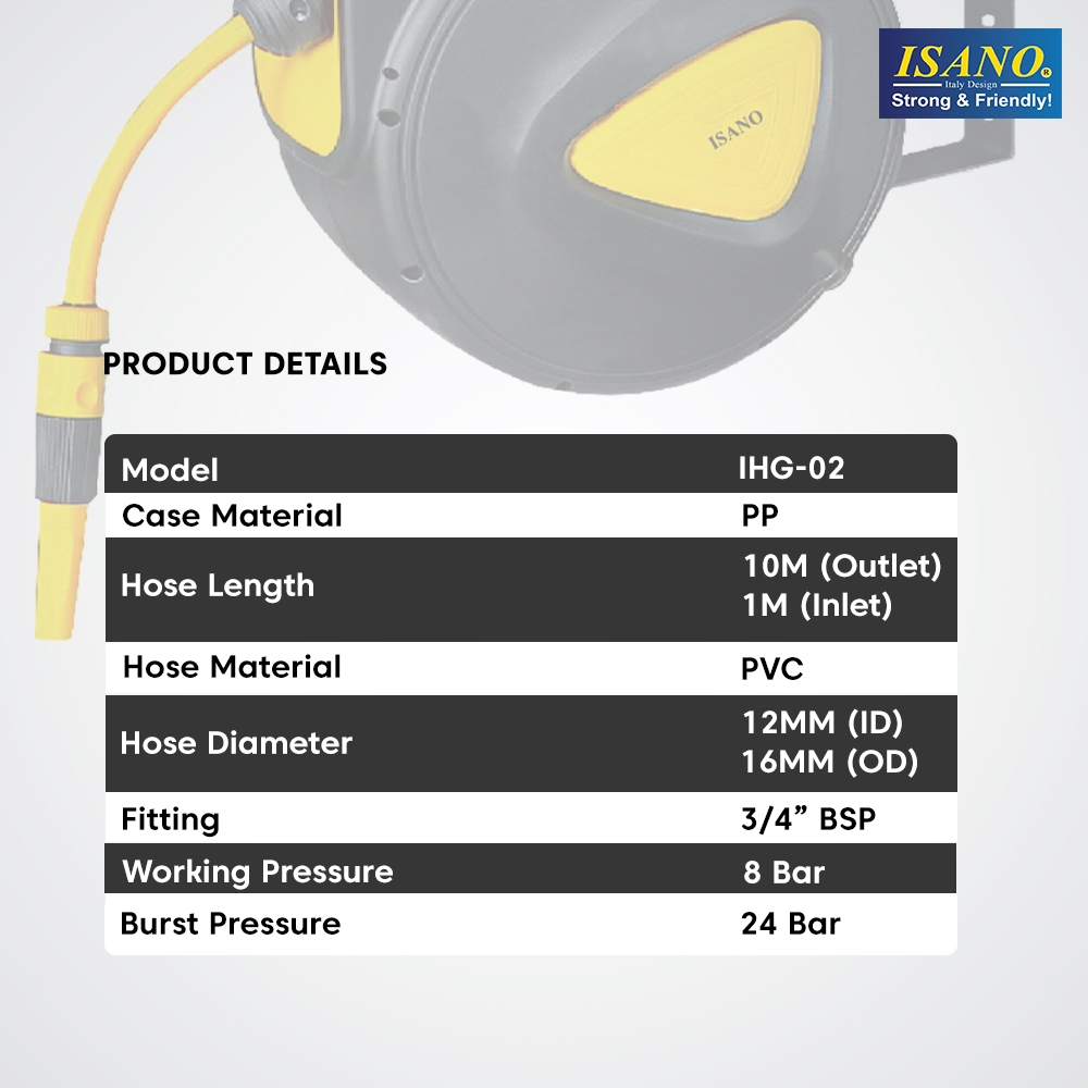 ISANO AUTO Retractable Water Hose Reel Pipe Garden 10m / 20m / 30m Wall ...