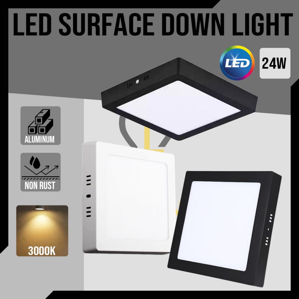Aluminium LED Surface Downlight 24W Lampu Siling Rumah Square Ceiling ...